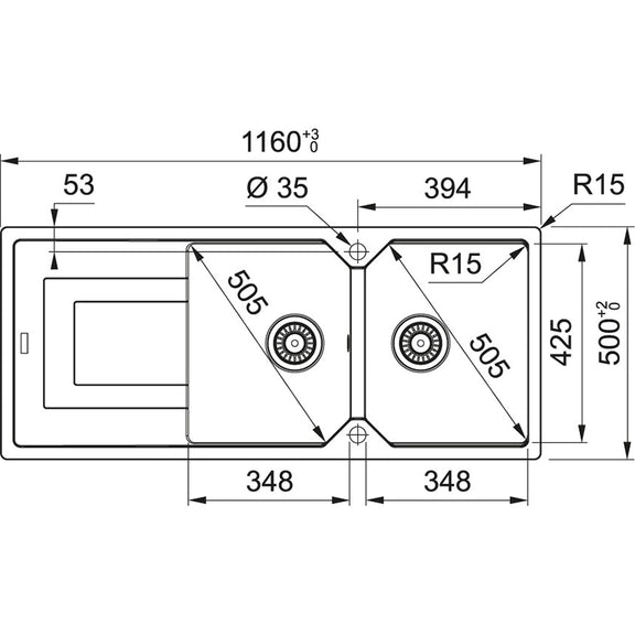 Franke UBG 621-116 Urban 2 bowl built-in/flush-mounted sink ...